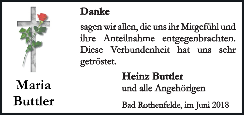 Traueranzeigen von Maria Buttler | noz Trauerportal