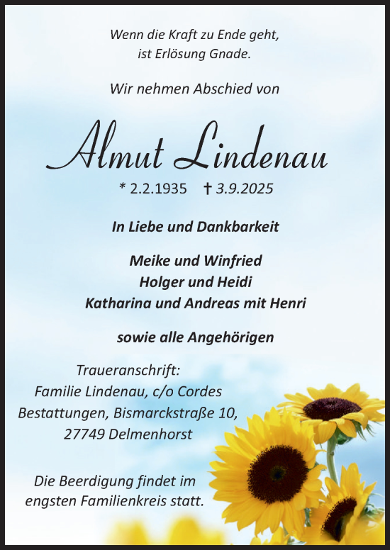 Traueranzeigen der letzten 14 Tage | noz Trauerportal